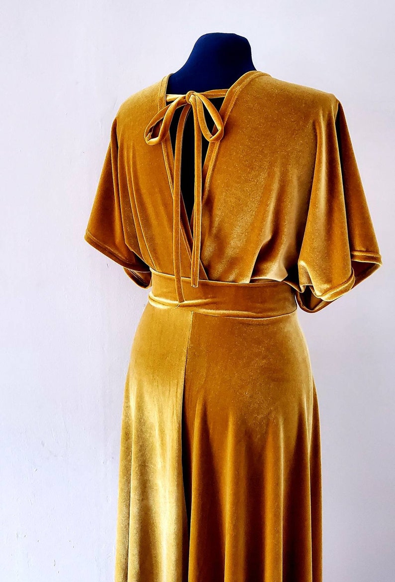 Velvet Bridesmaid Dress Mustard Velvet Dress Velvet Maxi - Etsy
