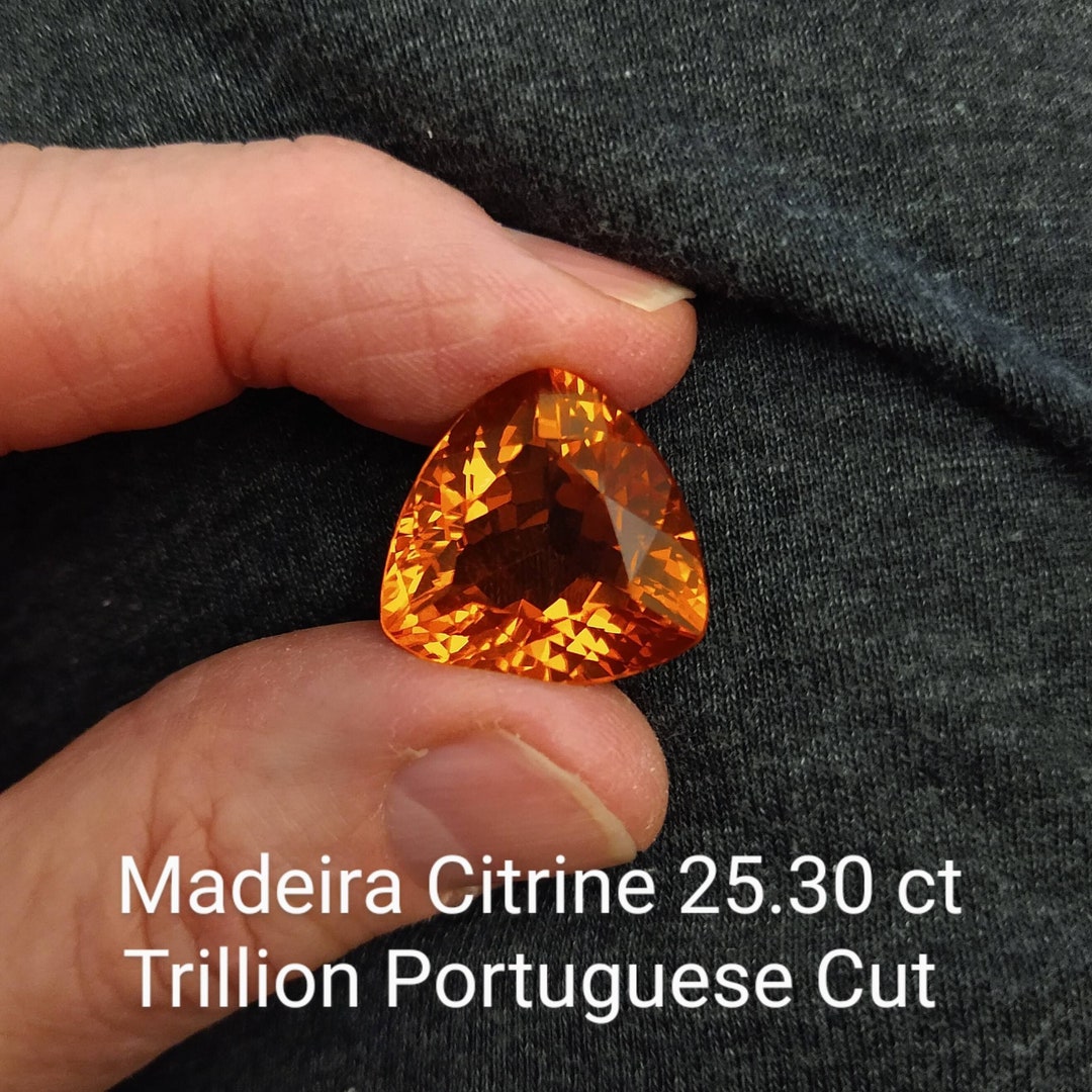 Madeira Citrine 25.30 Ct Trillion Portuguese Cut Loose Gemstone - Etsy