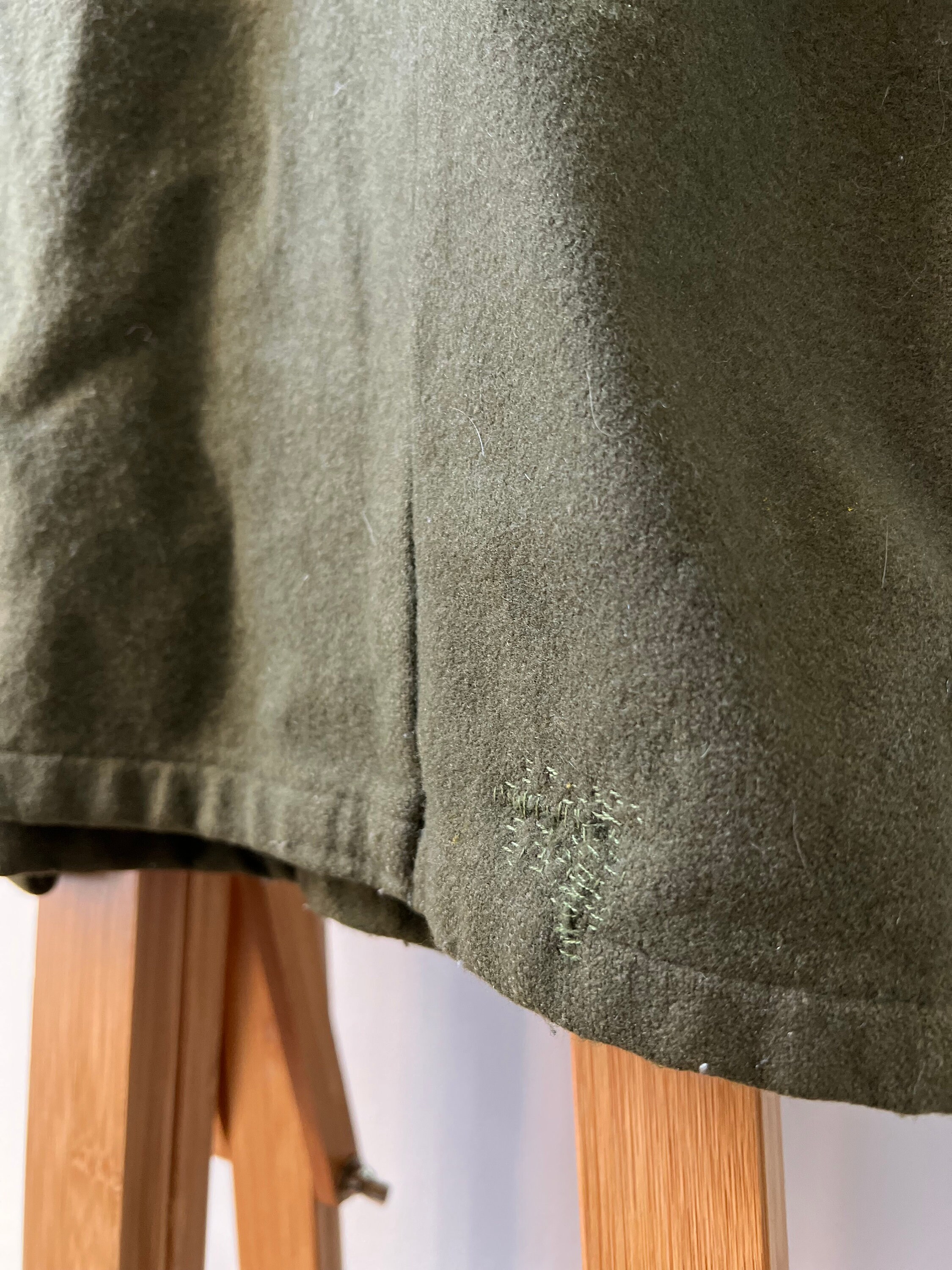 Vintage French Military Field Jacket Soft Well Worn Green Wool With Old ...