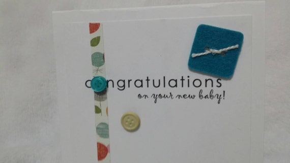 Items similar to Handmade Baby Congratulations card! Modern congrats ...