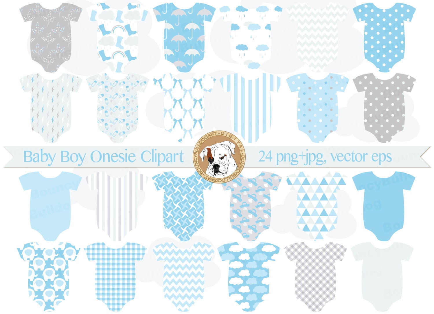 Baby Boy Blue Onesies Clipart Baby Shower Invitation Baby Shower ...