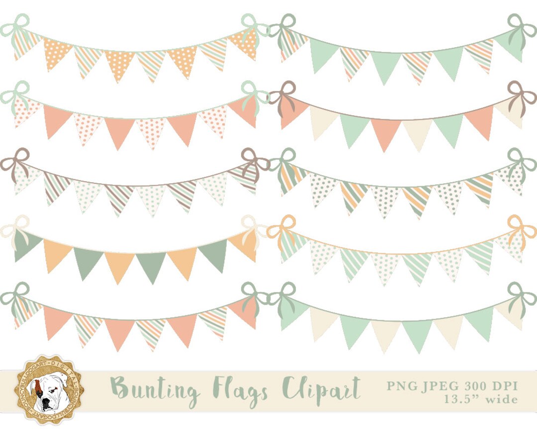 Bunting Flags Clipart Bunting Clipart Digital Bunting Polkadot - Etsy