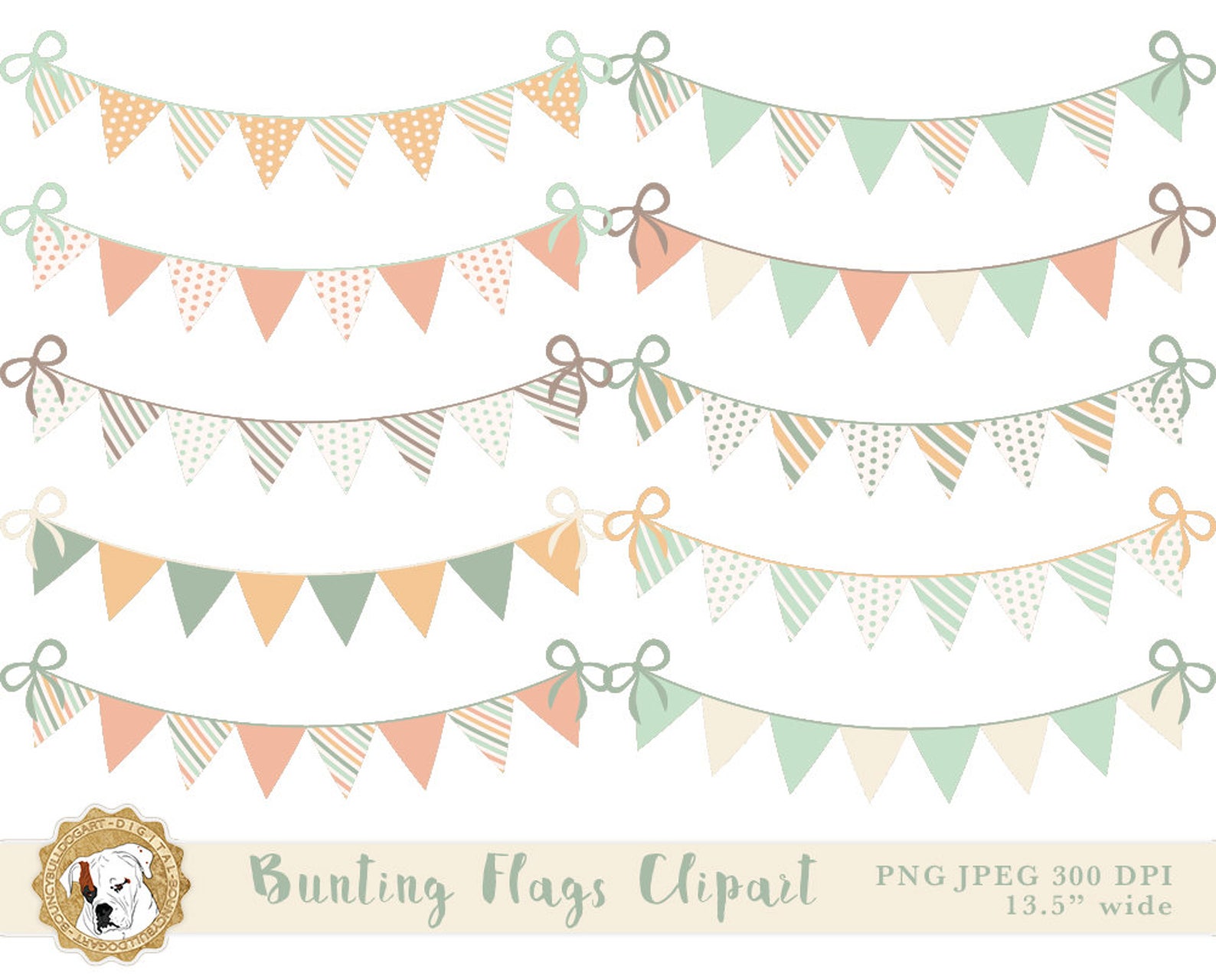 Bunting Flags Clipart Bunting Clipart Digital Bunting Polkadot - Etsy