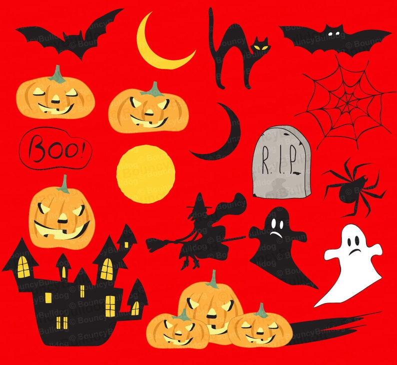 Halloween Clipart Halloween Clip Art Pumpkin Jack O Lantern Etsy