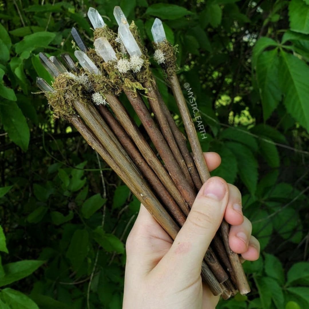 Handmade Crystal Wands: Apple Wood With Smoky or Clear Quartz ...