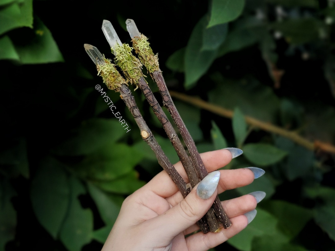 Handmade Crystal Wands: Apple Wood and Smoky or Clear Quartz ...