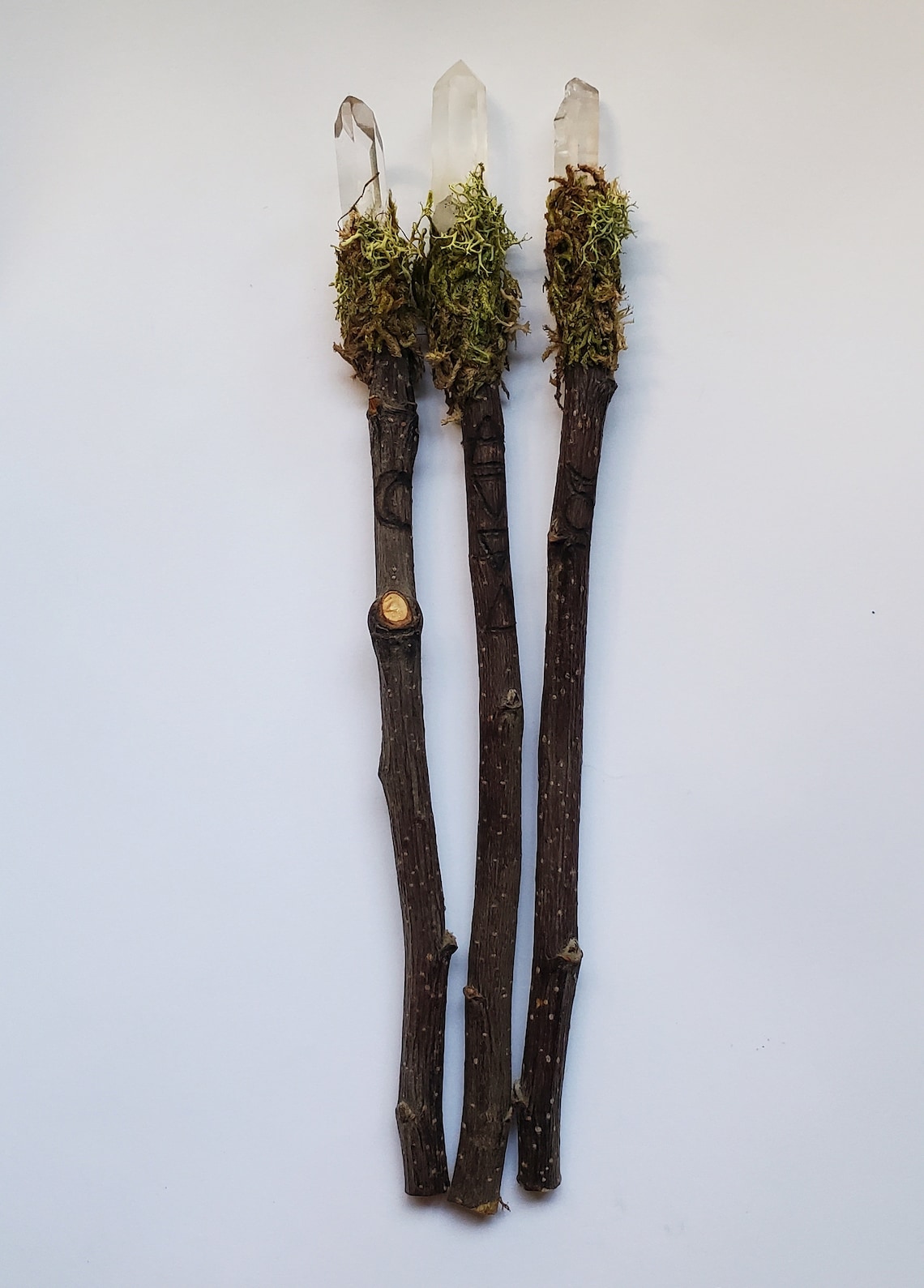 Handmade Crystal Wands: Apple Wood and Smoky or Clear Quartz ...