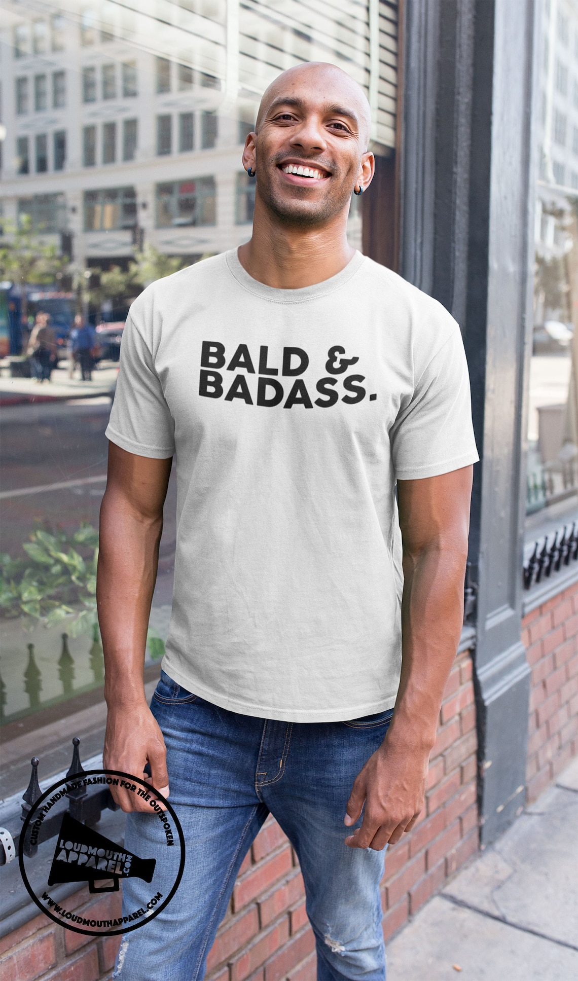 Bald & Badass Men's T-shirt Humour Tee Bad Boy Hair Baldy Bald and Bad ...