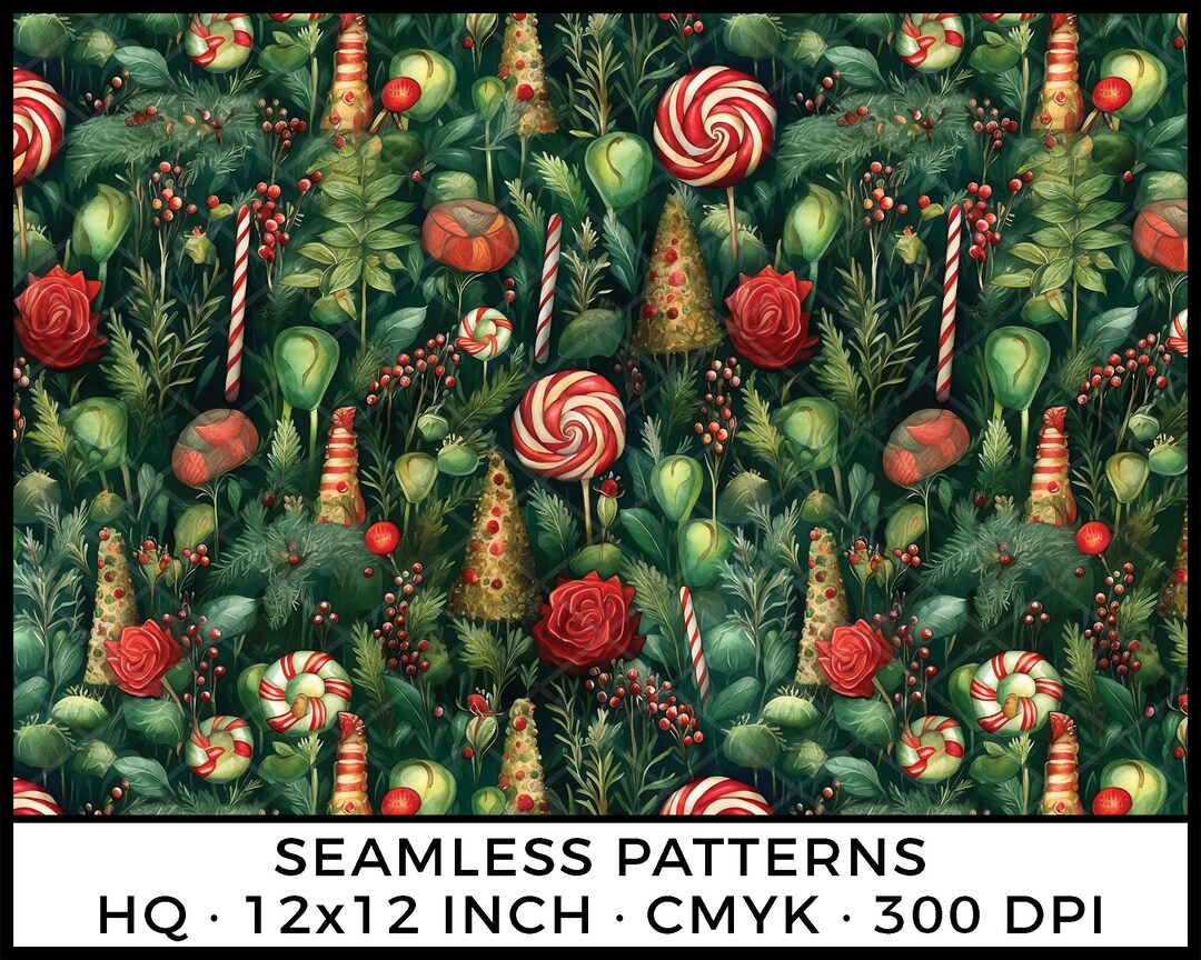 Candy Cane Seamless Pattern File | Instant Download | Christmas ...