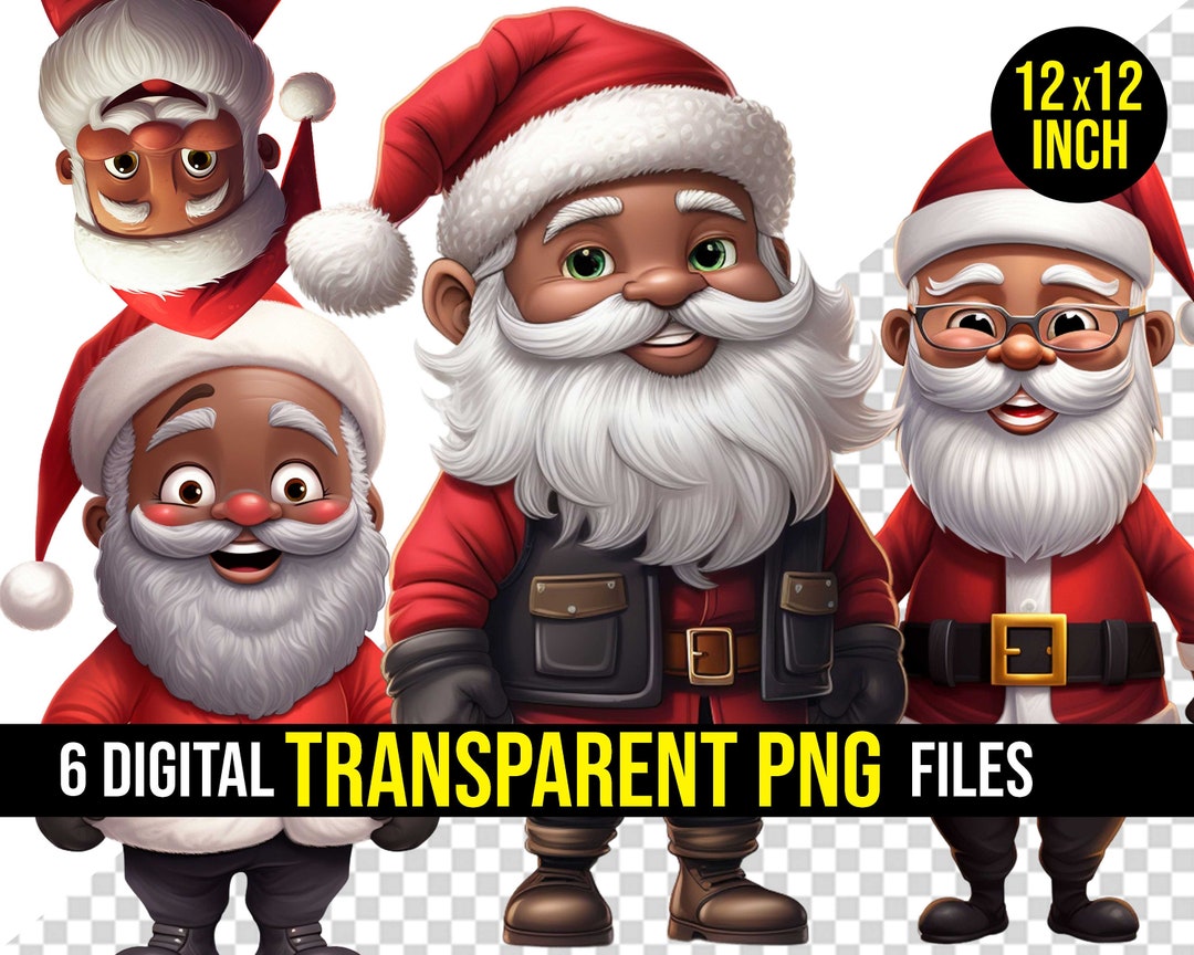 Black Santa PNG Transparent Digital Clipart for Commercial Use - Etsy