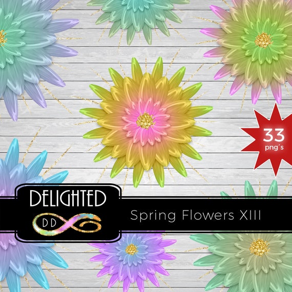 Flower Clipart Instant Download - Etsy Australia