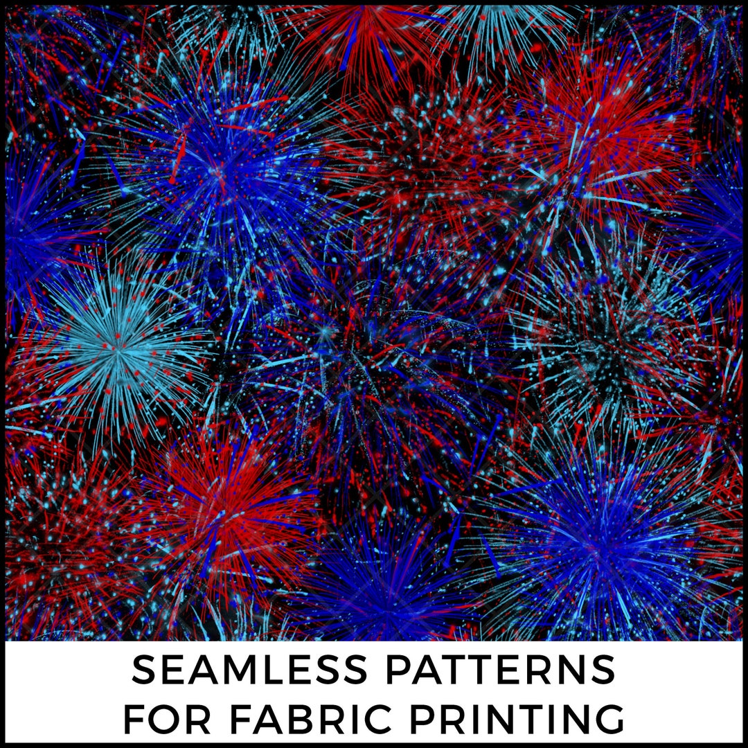 Seamless Pattern Fireworks 4th of July Design Perfect for Fabric ...