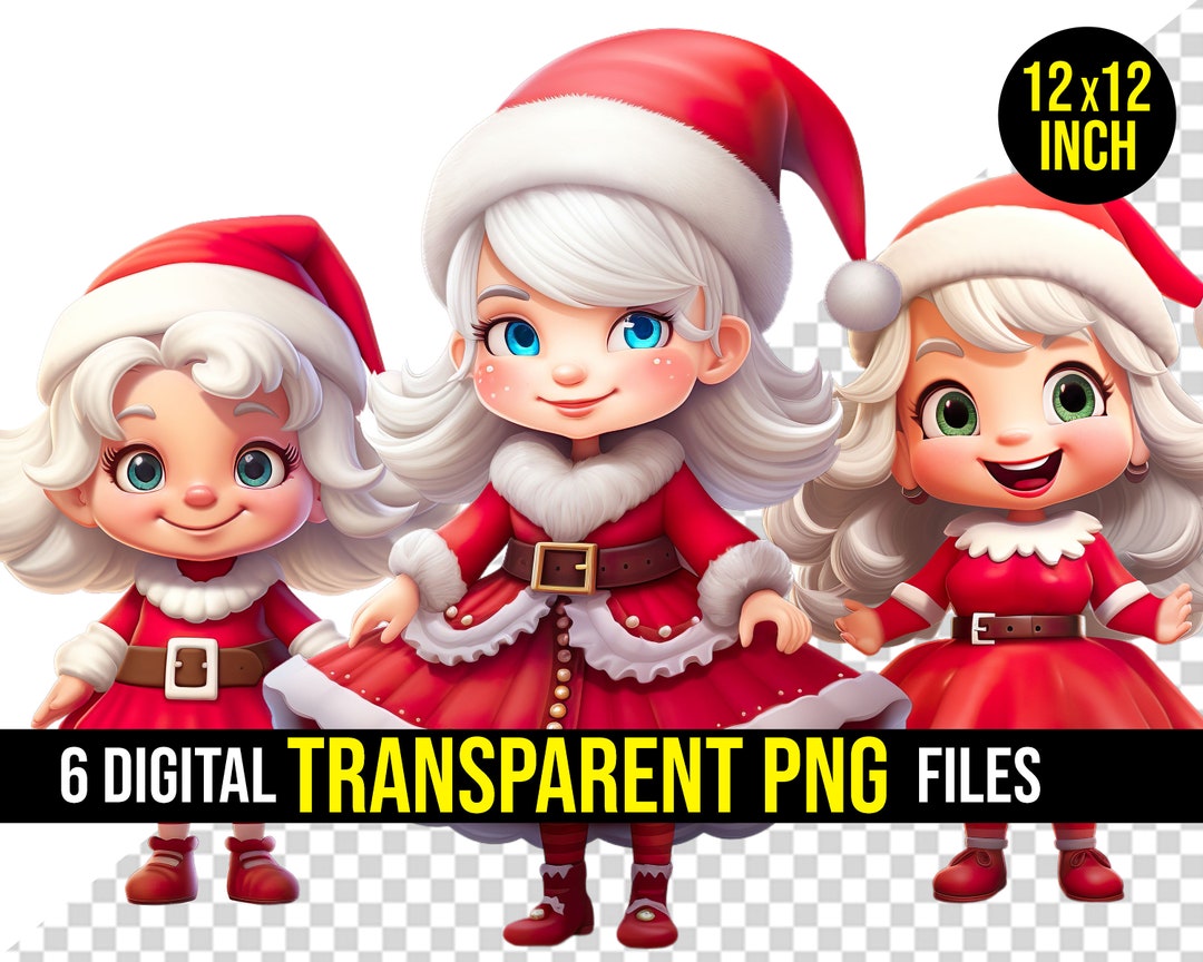 Mrs. Claus PNG Clipart 6 Transparent Digital Clipart for Commercial Use ...