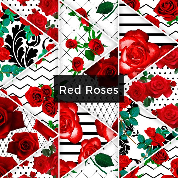 Roses Digital Paper - Etsy