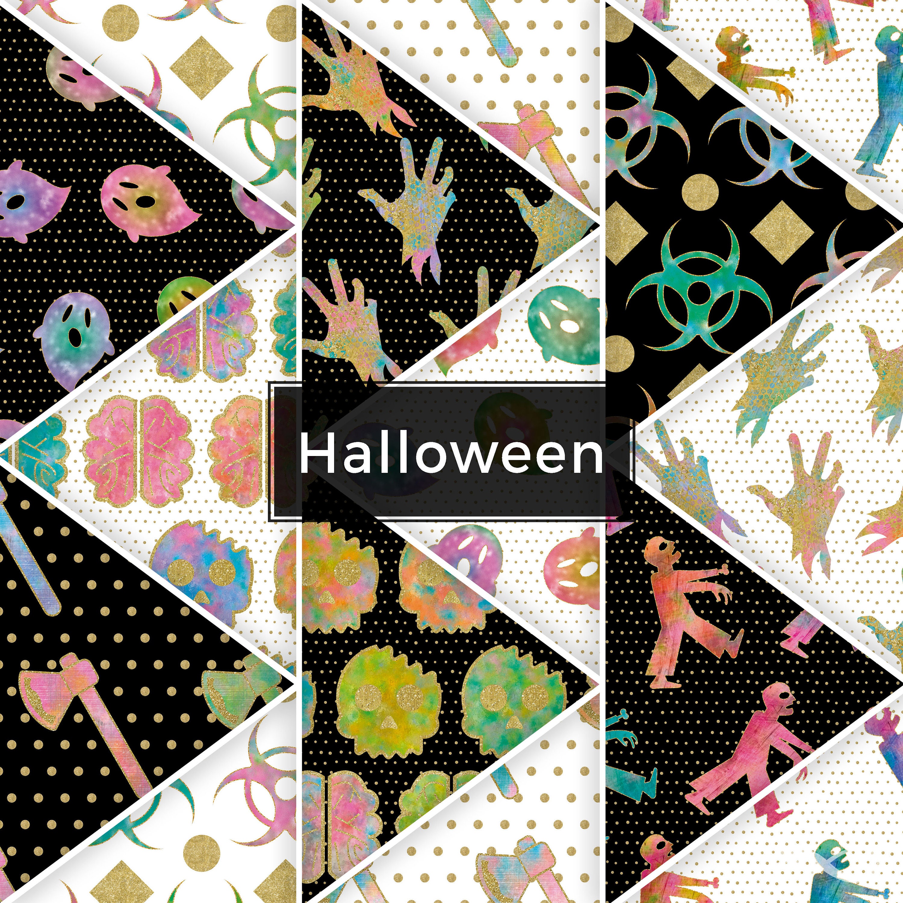 Halloween digital paper pack vintage pumpkin background spiderweb ...