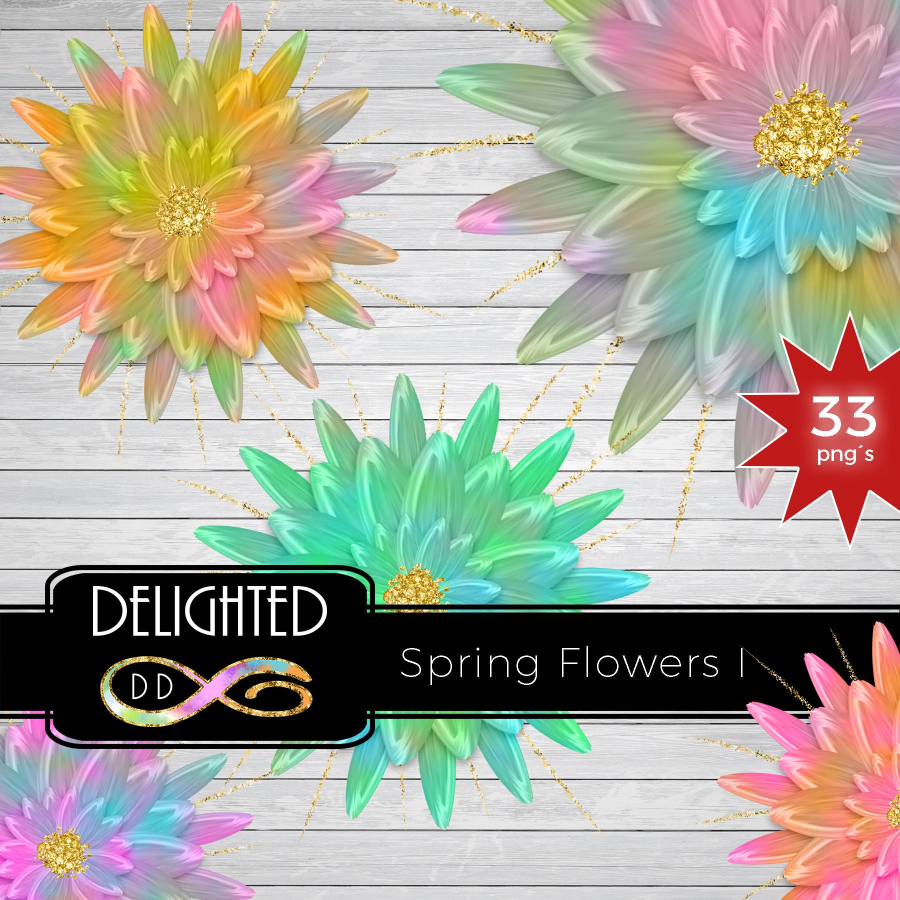 Art & Collectibles Clip Art Floral Clipart summer flower art flourish ...