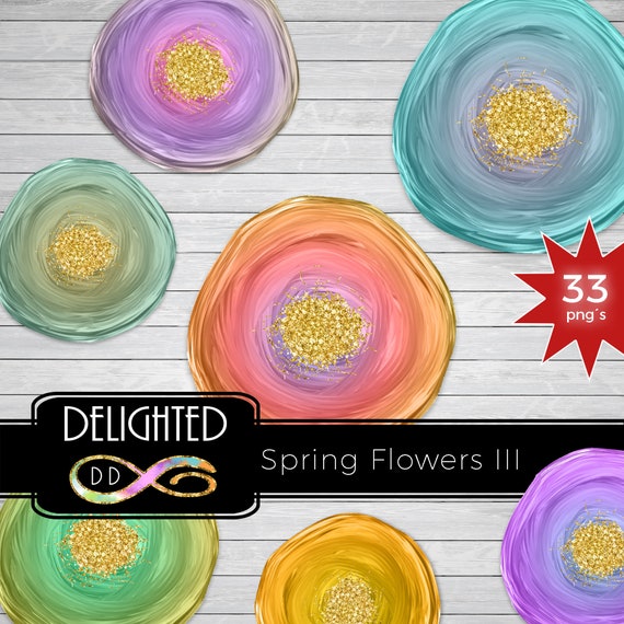 Art & Collectibles Clip Art Floral Clipart summer flower art flourish ...