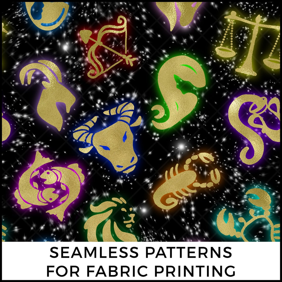 Seamless Pattern Zodiac Horoscope Design Perfect for Fabric - Etsy ...