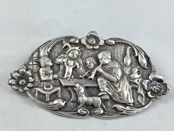 Vintage Figural Dutch 833 Sterling Silver Brooch/Pin … - Gem