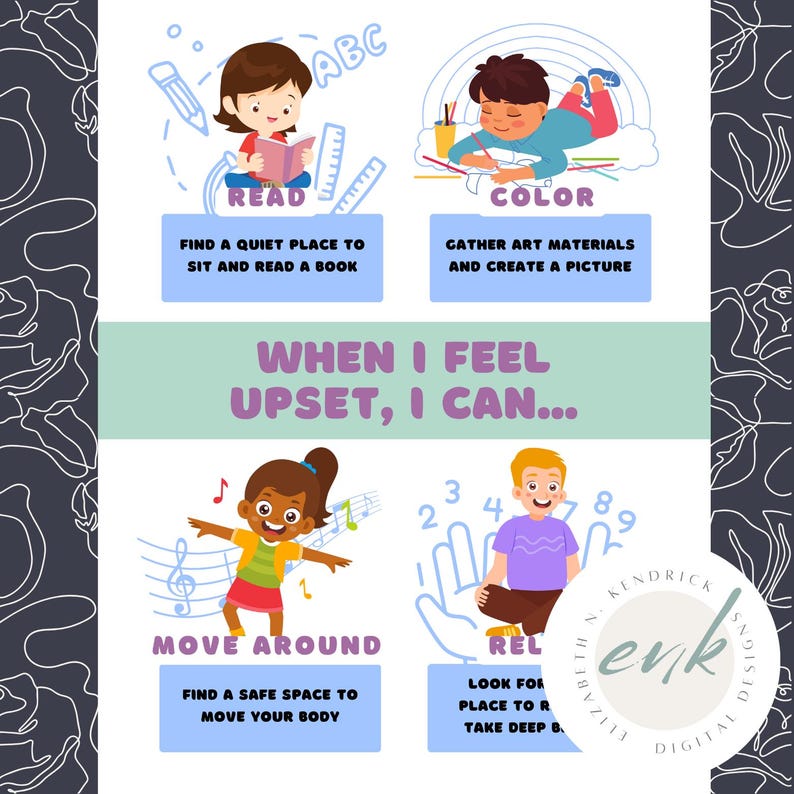 Emotion Face Emotion Regulation Poster Bundle for Kids 8.5x11 Colorful ...