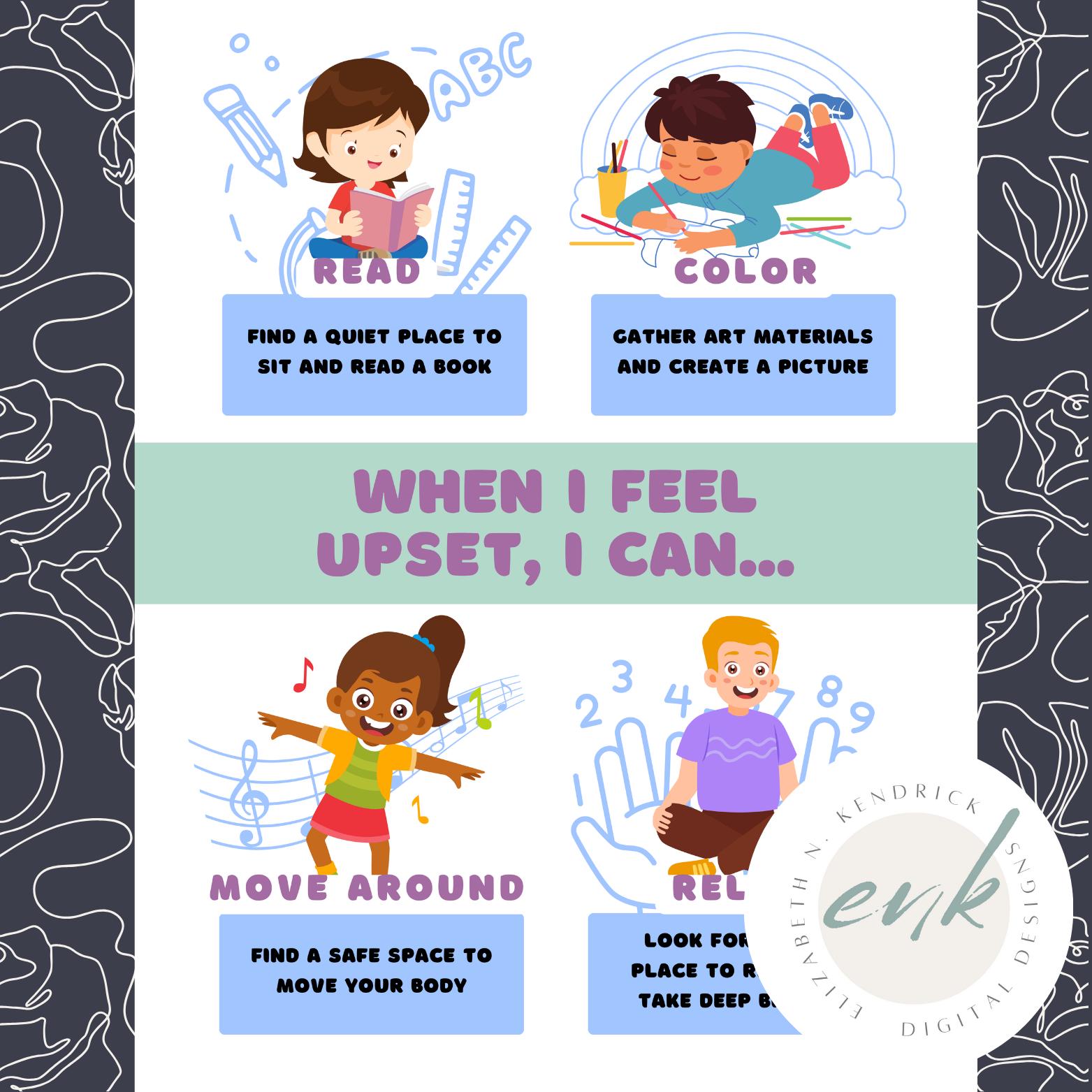 Emotion Face Emotion Regulation Poster Bundle for Kids 8.5x11 Colorful ...