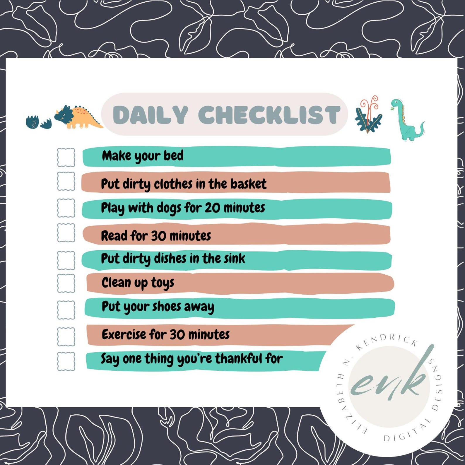Customizable Colorful Dino Routine Chart Bundle - Etsy