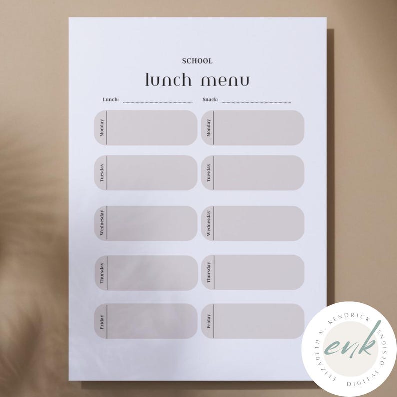 Simple School Lunch Planner Bundle | 4 Editable Canva Pages + Free ...