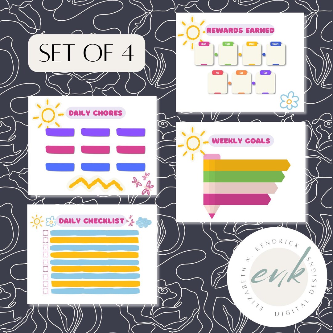 Bright Colors and Doodles Routine Chart Bundle for Kids - Etsy
