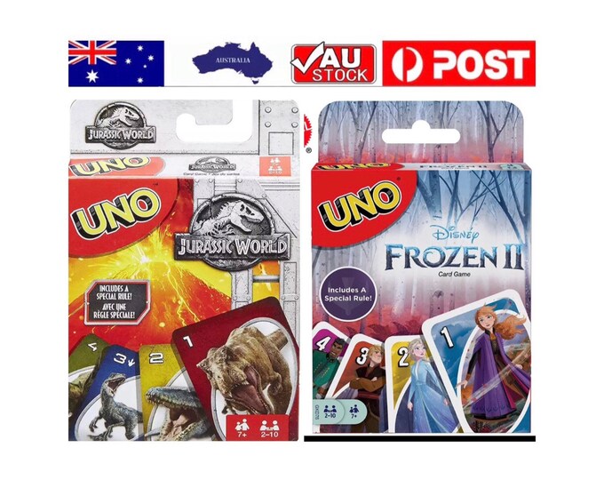 UNO Cartoon Movie Kids Childrens Card Box Game Frozen 2 or Jurassic ...