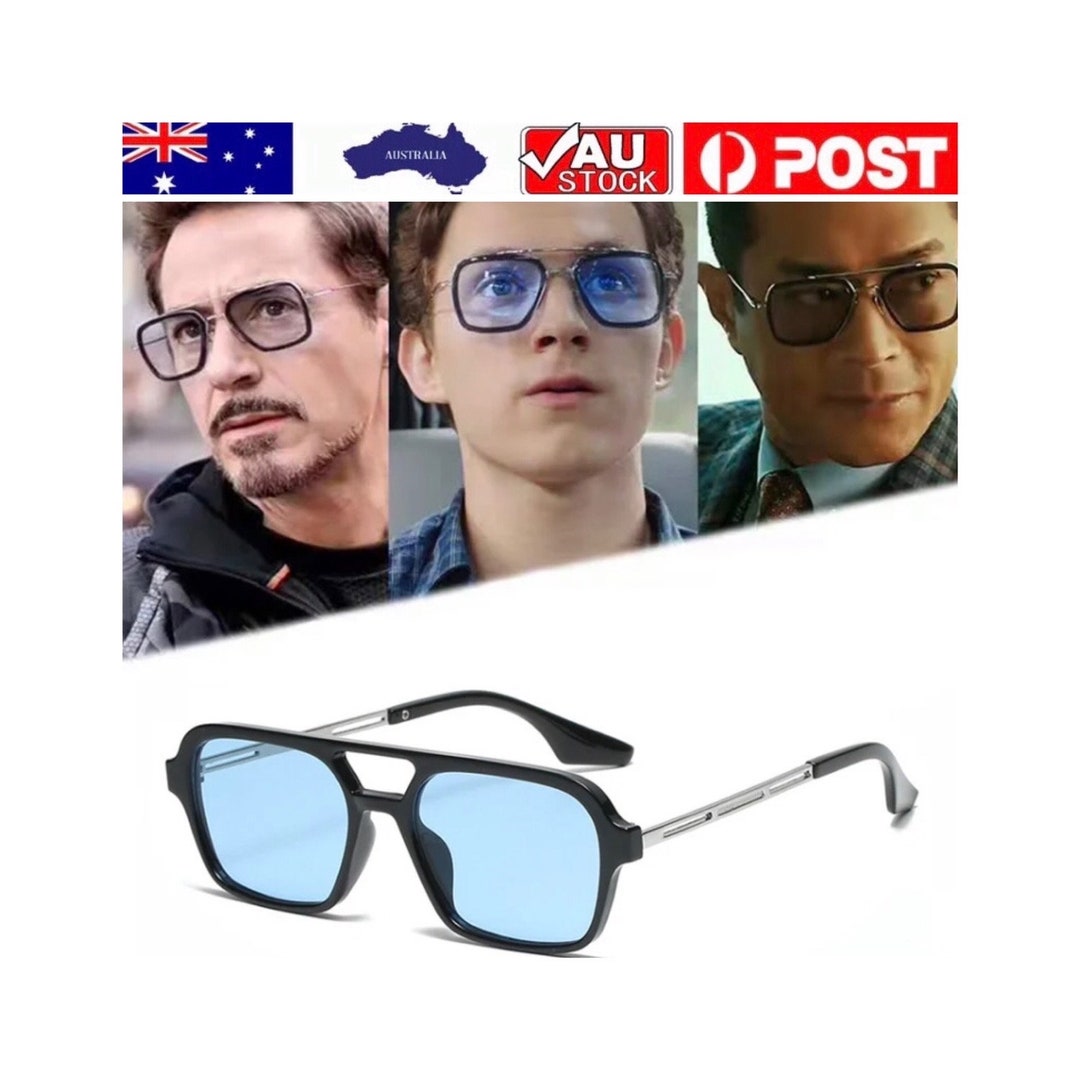 Quality Tony Stark Superhero Replica Sunglasses Red or Blue Lenses ...