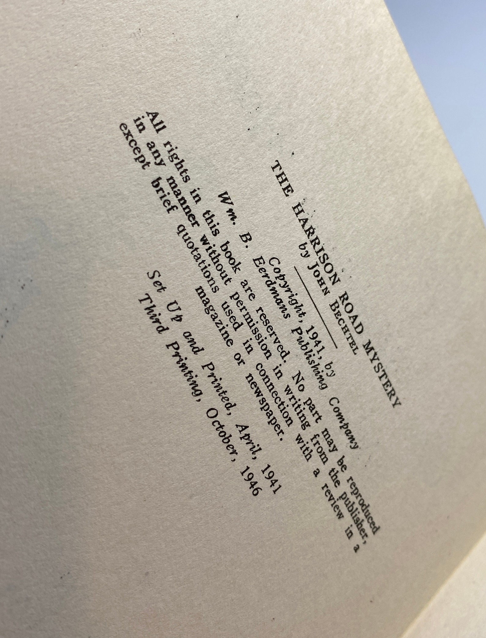 Vintage 'the Harrison Road Mystery' by John Bechtel - Etsy