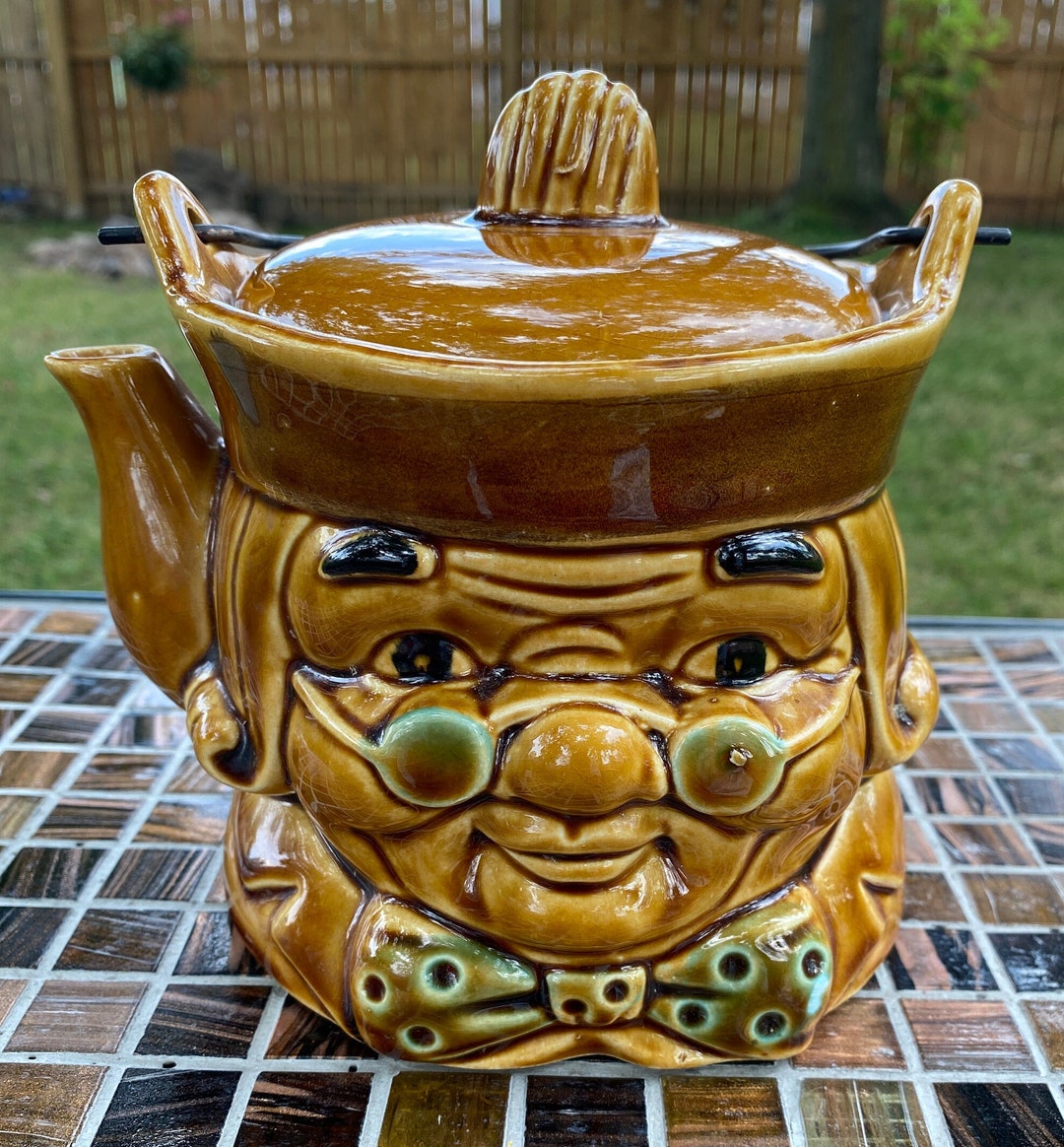 Vintage Colonial Man Head Ceramic Coil Metal Handle Teapot Japan - Etsy