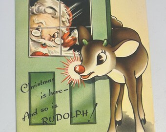 Rudolph the Red Nosed Reindeer Card - Etsy