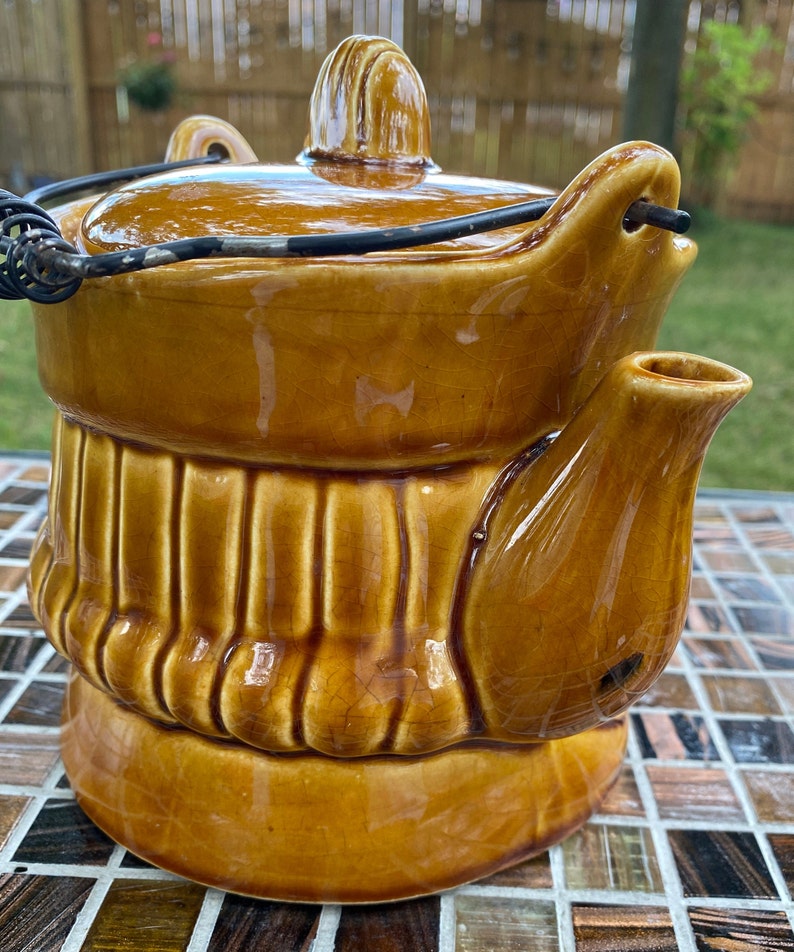 Vintage Colonial Man Head Ceramic Coil Metal Handle Teapot - Etsy