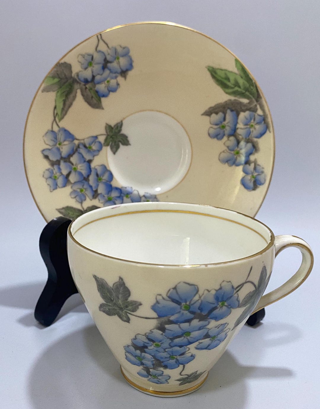 Vintage Foley Bone China Blue Flower Design Teacup and Saucer Set - Etsy