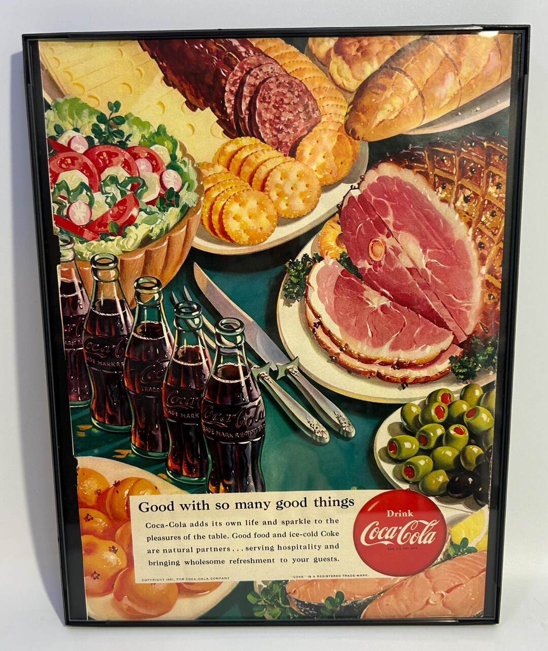 Vintage 1951 Coca-cola Magazine Advertisement 8.50" X 11" Framed - Etsy