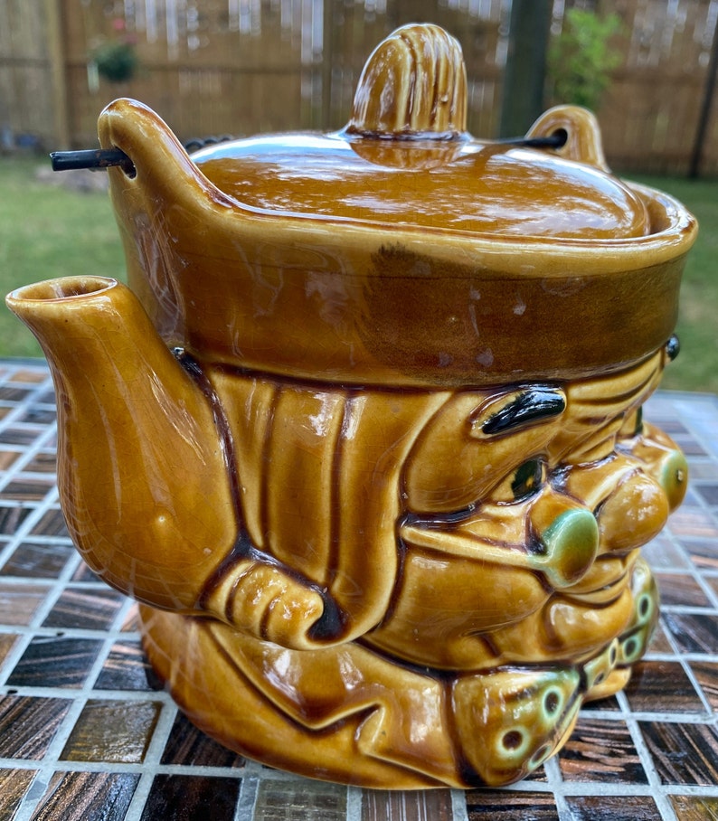 Vintage Colonial Man Head Ceramic Coil Metal Handle Teapot - Etsy