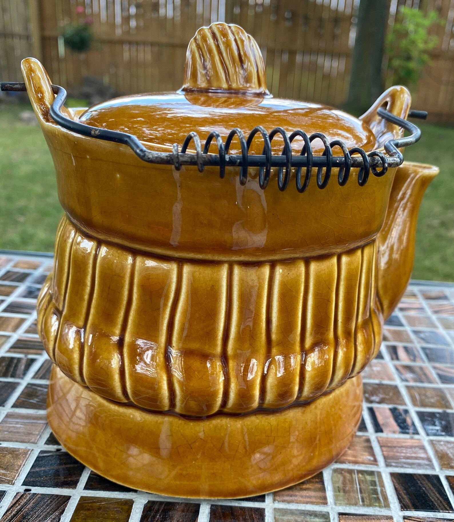 Vintage Colonial Man Head Ceramic Coil Metal Handle Teapot - Etsy