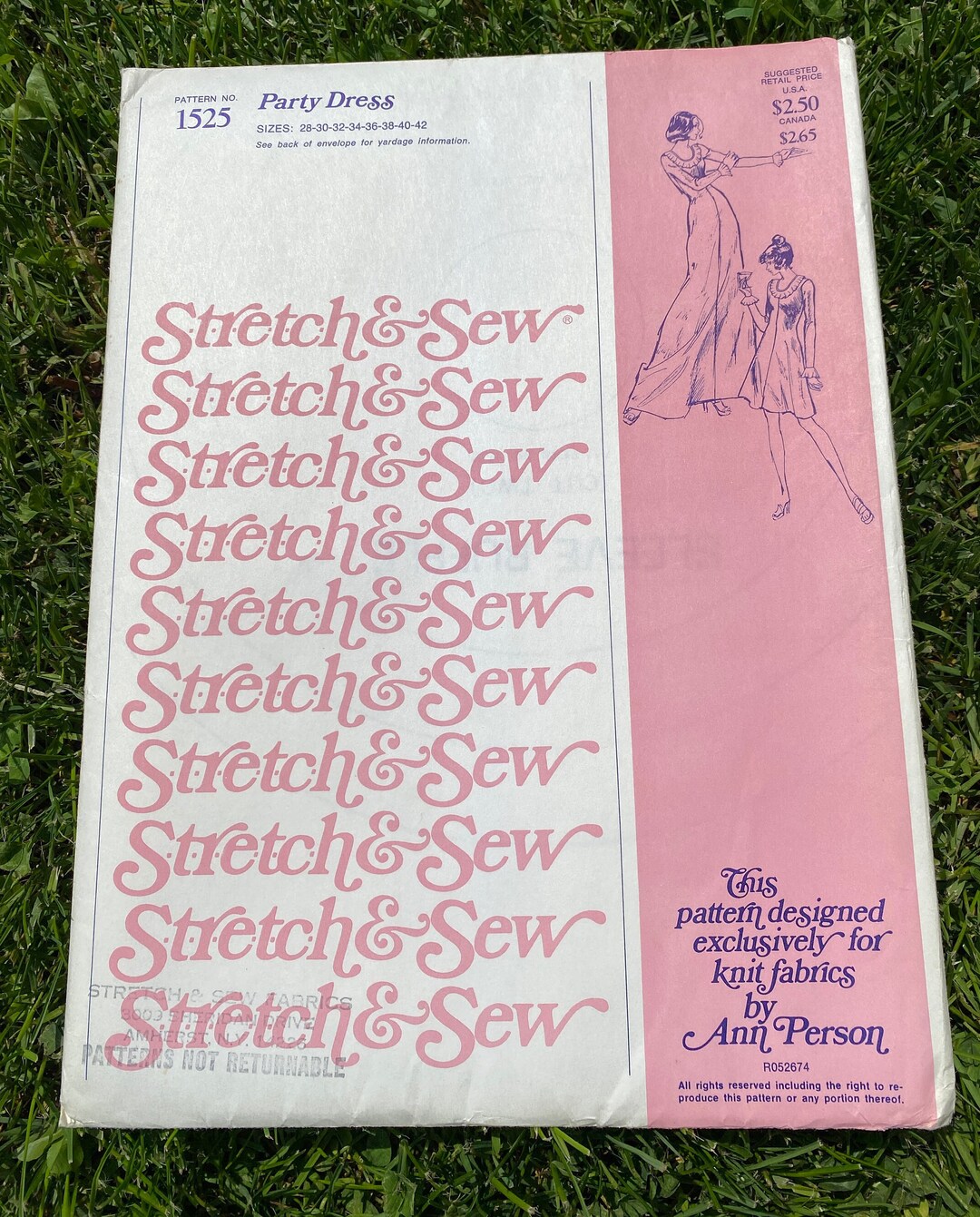 Vintage Stretch & Sew Sewing Pattern 1525 Sizes 28-42 Ladies Party ...