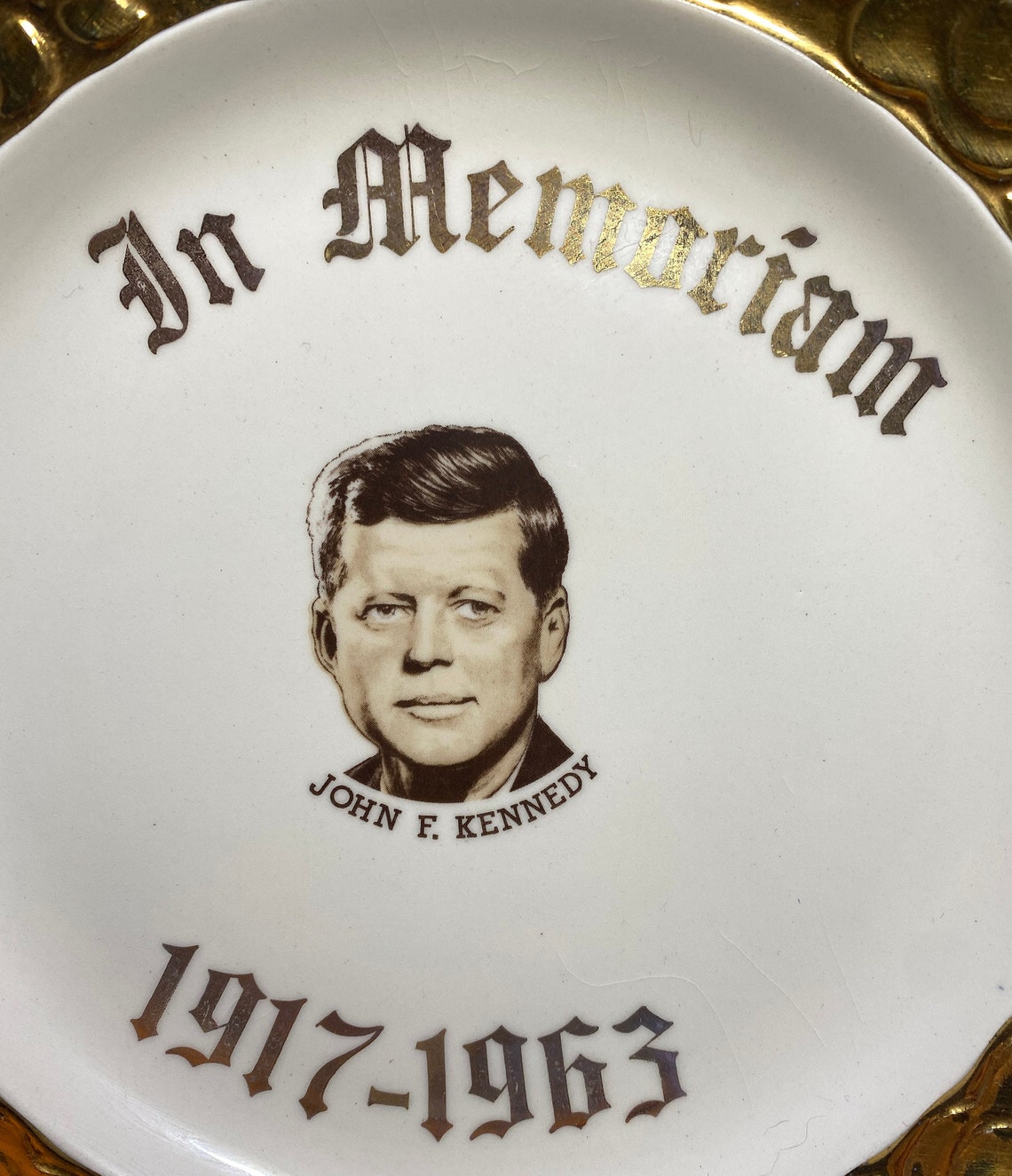 Vintage John F. Kennedy in Memoriam Gold Paint Flower Trim - Etsy