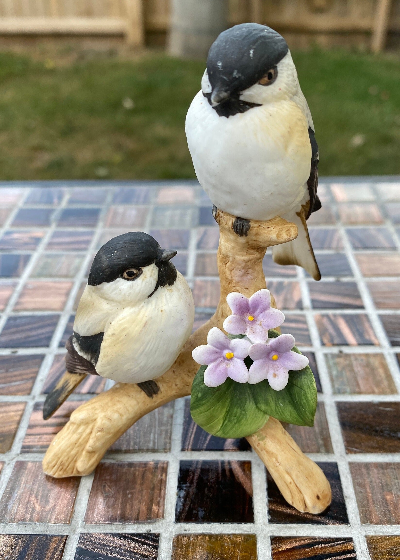 Vintage Andrea by Sadek Chickadees With Purple Flowers 7665 - Etsy