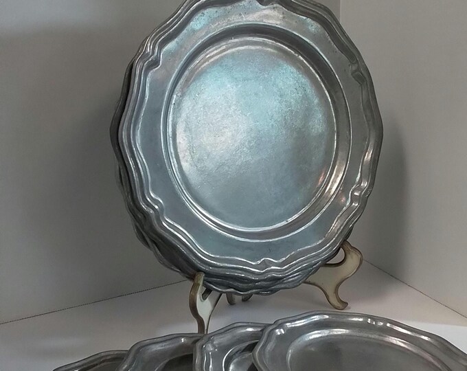 8 Piece Crown-castle Limited Pewter Dishware. 4 Dinner Plates. 4 Salad ...