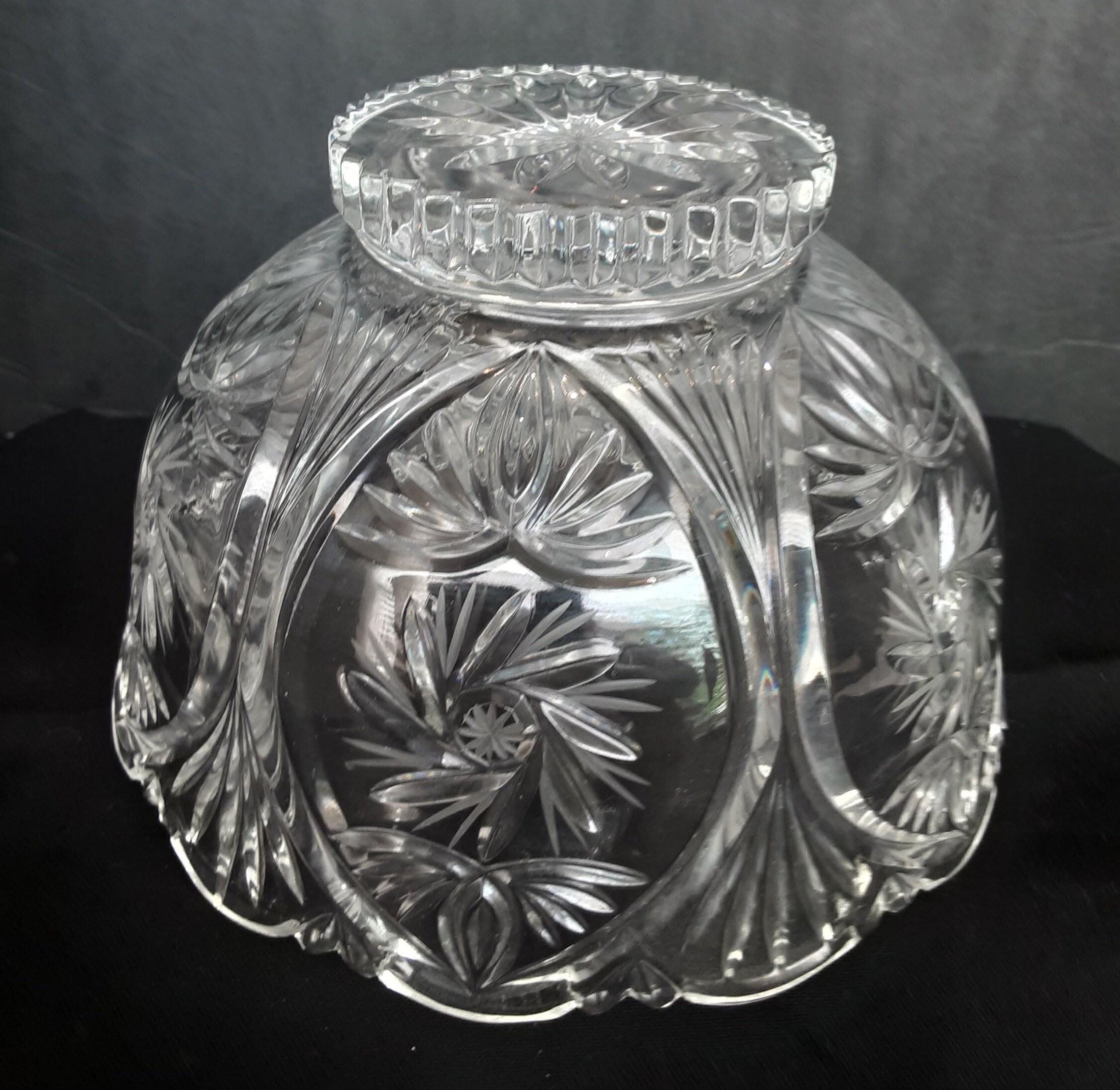 American Brilliant cut glass pedestal bowl in hobstar pattern | Etsy