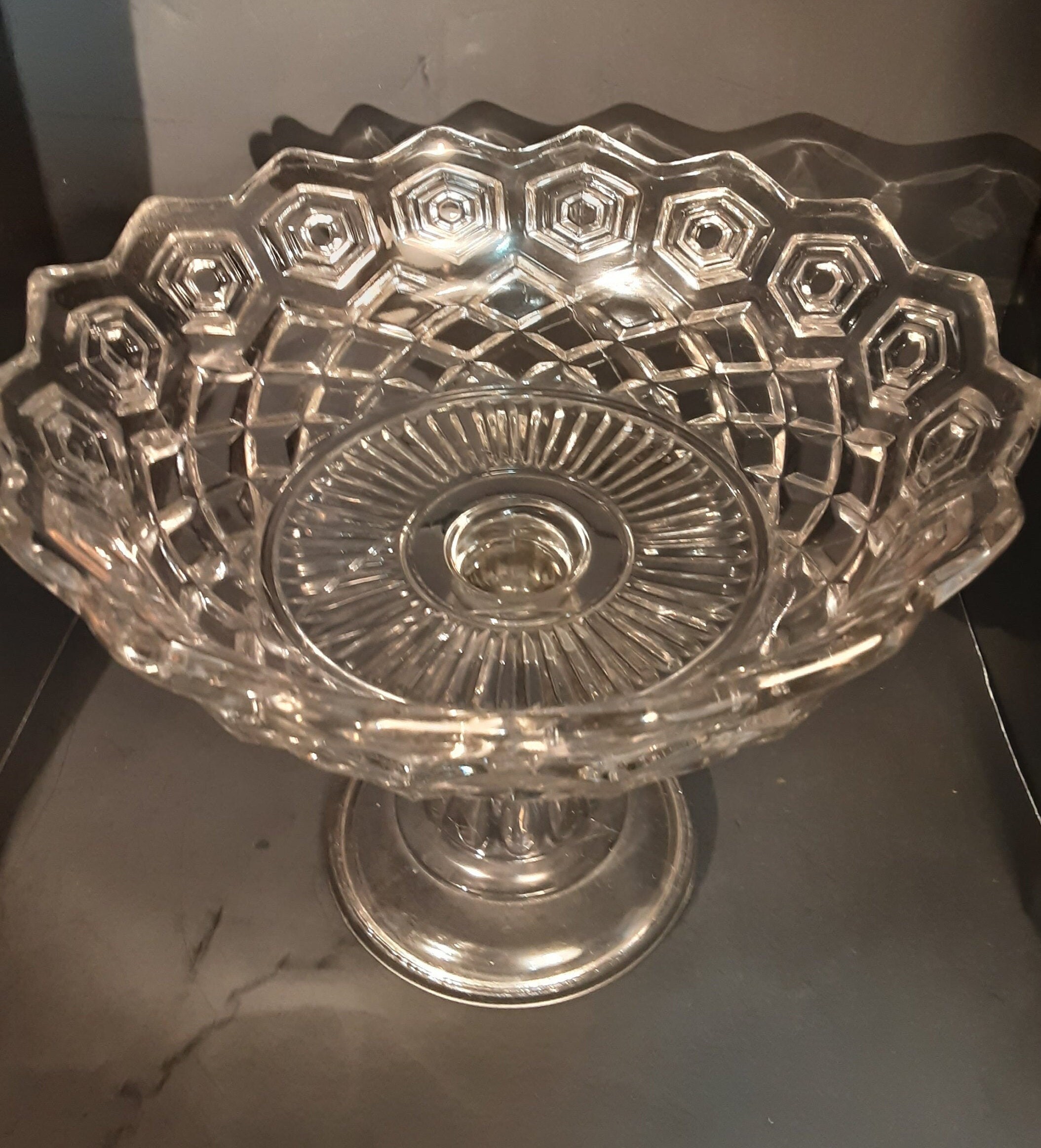 Early American Pattern Glass Hexagonal Bullseye Tiara Edged - Etsy