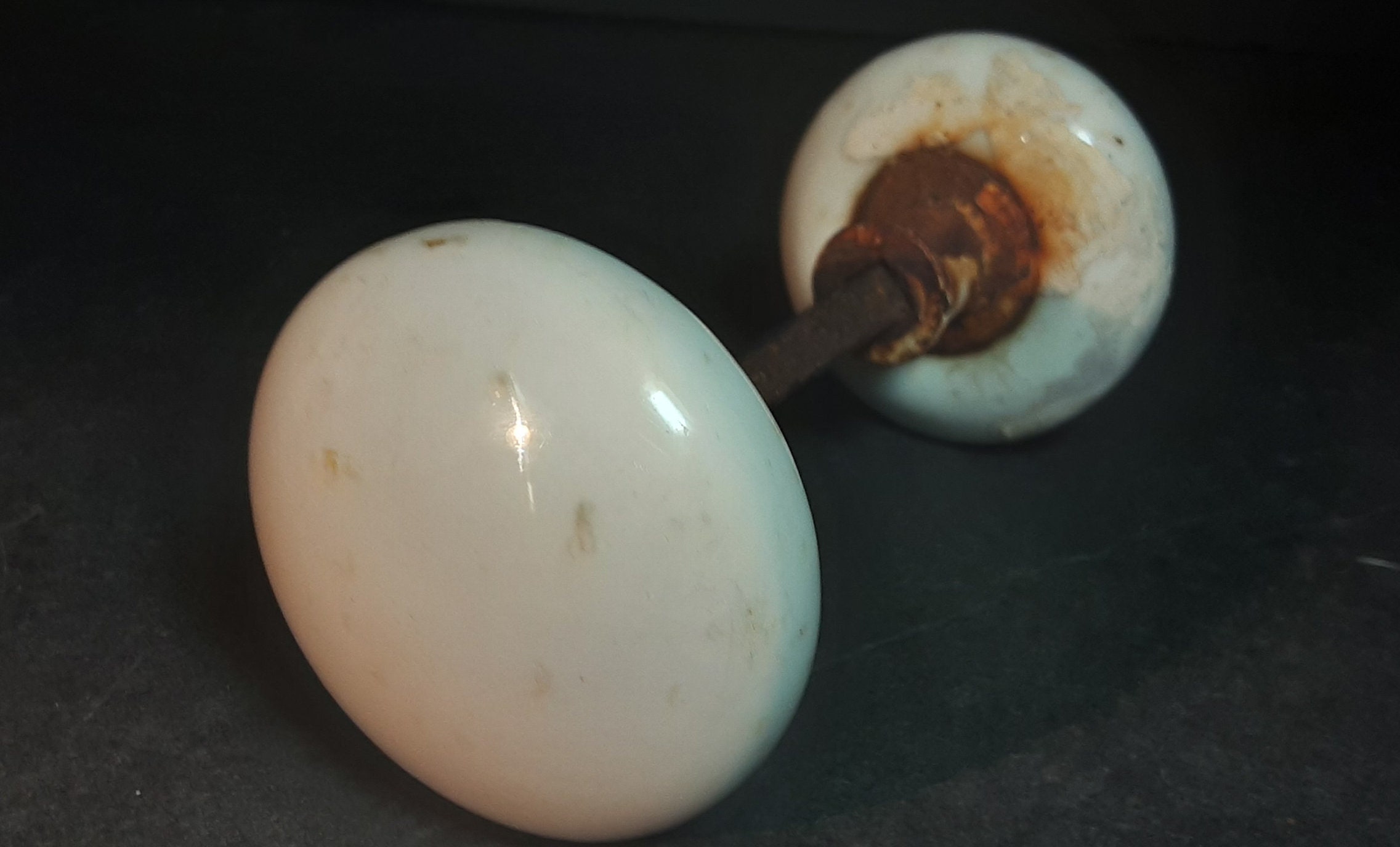 Antique Porcelain Rusty Metal Door Knob Set With Natural - Etsy