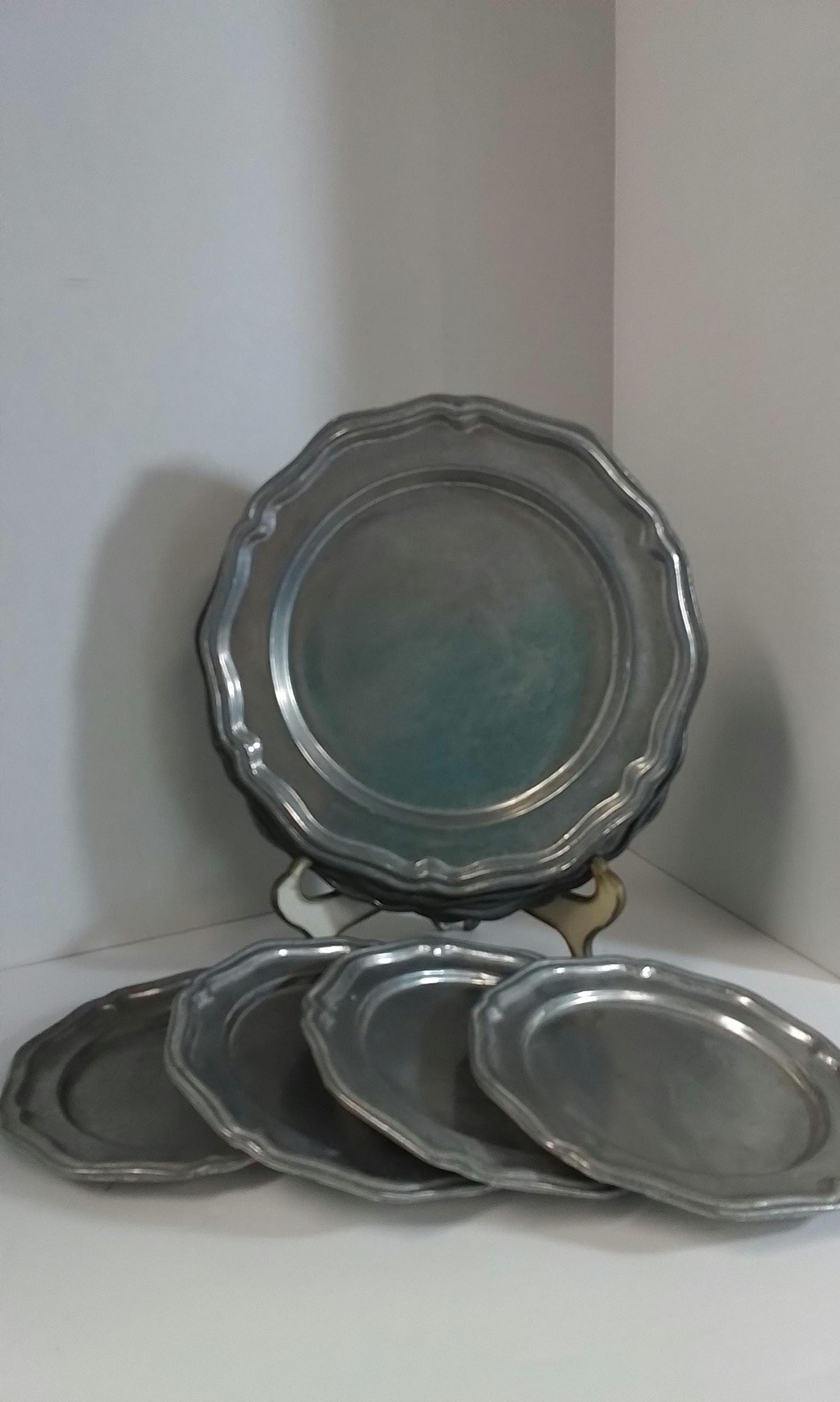 8 Piece Crown-castle Limited Pewter Dishware. 4 Dinner Plates. 4 Salad ...