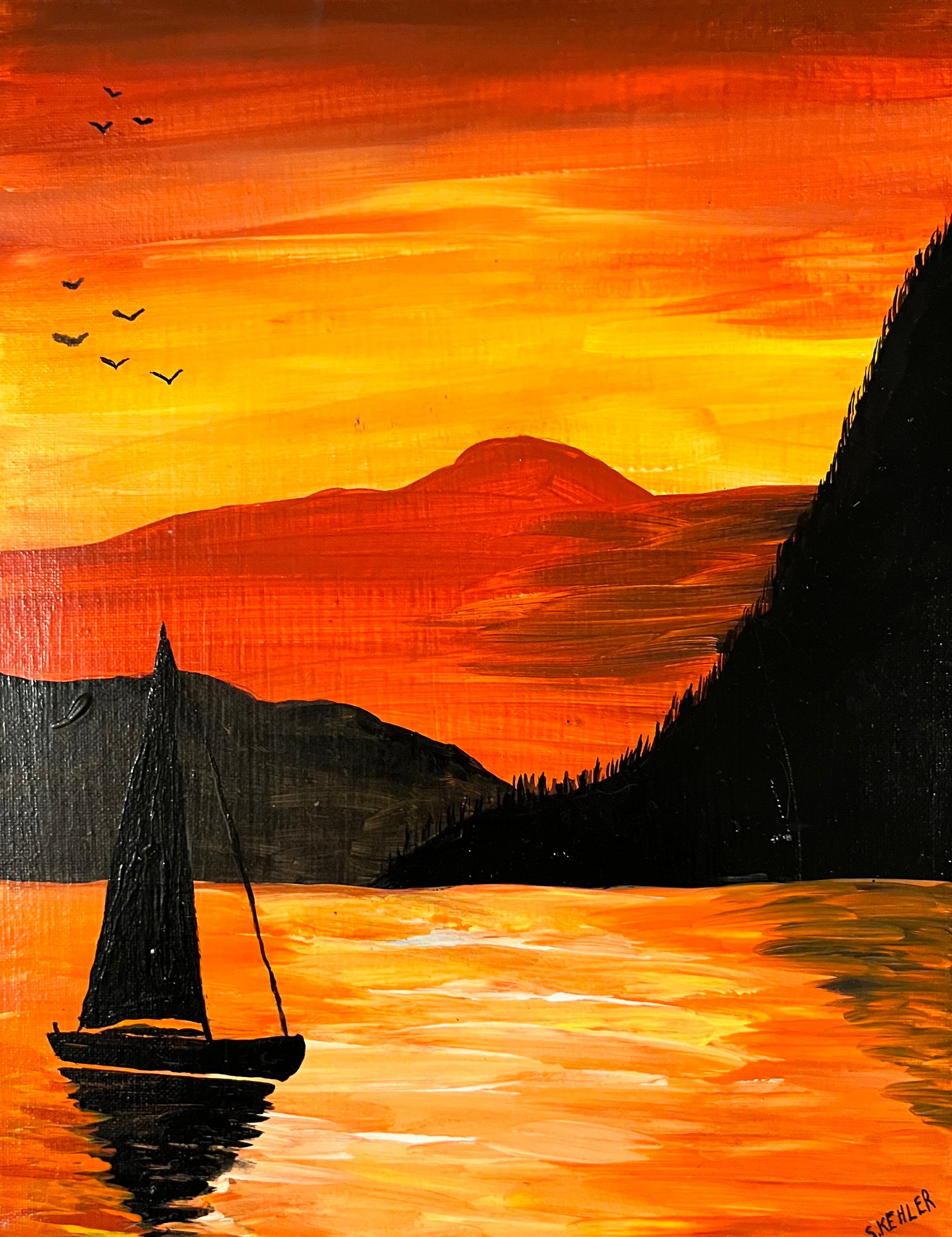 Acrylic Painting of Seaside Sunset on Canvas 8" X 10" - Etsy