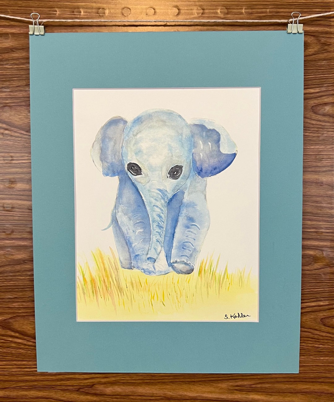 Blue Elephant Watercolor Painting - Etsy