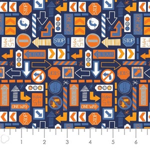 SALE, CAMELOT FABRICS, Traffic Signs, 27190101, Col 06, on the Move ...