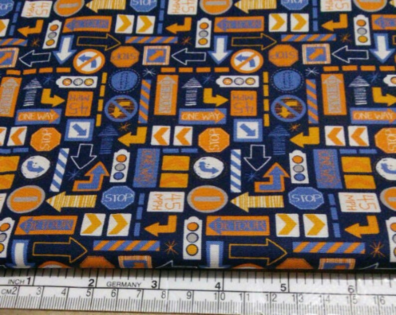 SALE, CAMELOT FABRICS, Traffic Signs, 27190101, Col 06, on the Move ...